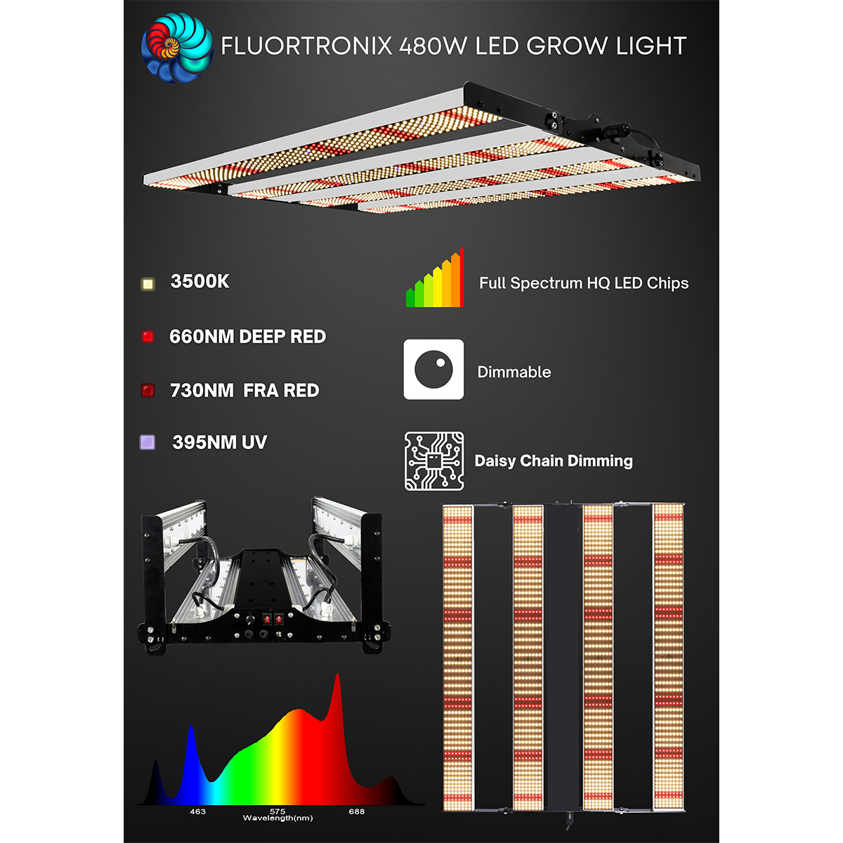 500Watts XE Series Full Spectrum LED Grow Light with 3500K 660NM RED ...